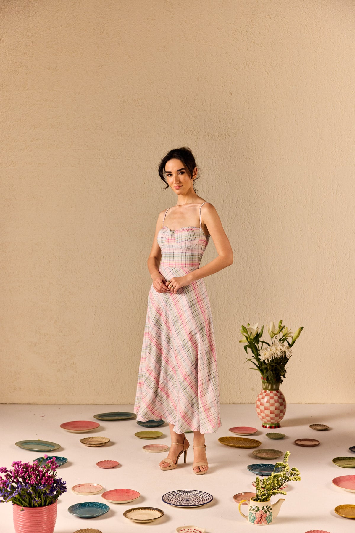 Lucia Checkered Midi Sundress