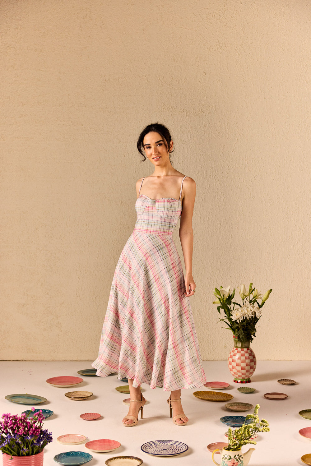 Lucia Checkered Midi Sundress